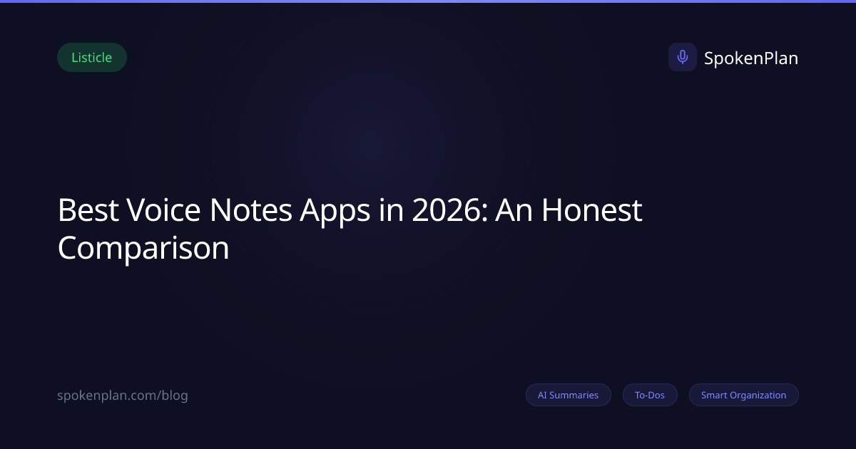 Best Voice Notes Apps in 2026: An Honest Comparison — SpokenPlan Blog
